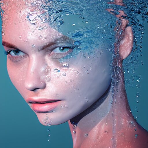 water artwork manipulation in the shape of a beautiful female he ...
