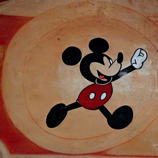 Lexica - Ancient mural painting representing Mickey Mouse