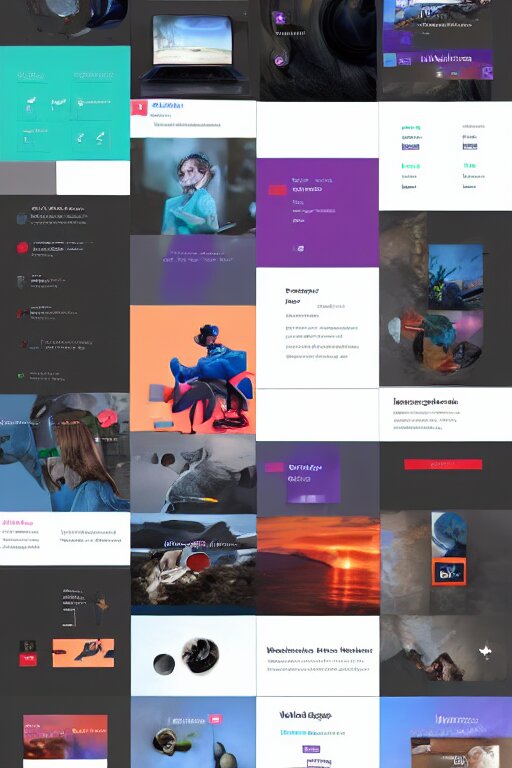 website layout for digital artist, clean modern colorful ui - Arthub.ai