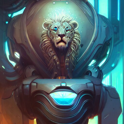 Lexica - Portrait of a cybernetic lion, cyberpunk concept art by pete ...