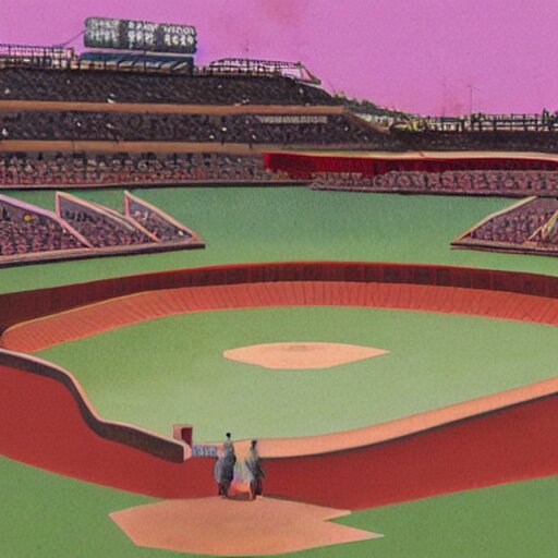 Lexica - Baseball tidal wave over 1940s baseball park, concept art, by ...
