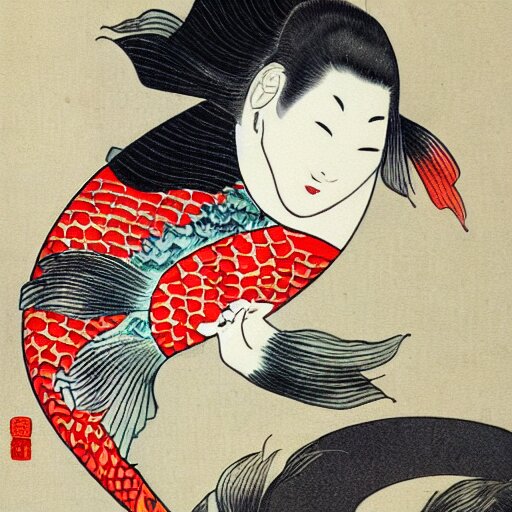 Lexica - Japanese woman koi fish japanese art