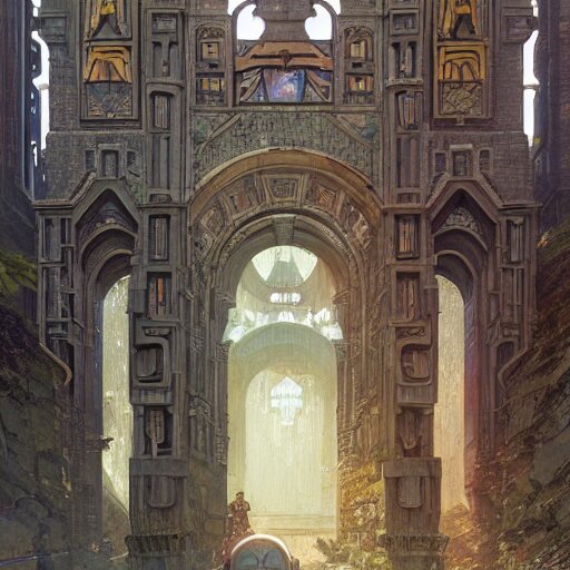 Lexica - Immense art deco archway leading into byzantine arcology with ...