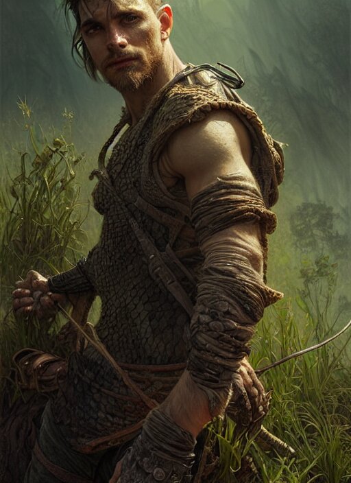 Lexica - Handsome rugged half-lizard adventurer, reptile skin, swamp ...