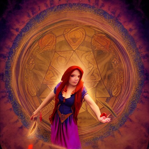 female mage is casting a magic spell, fantasy, D&D, HDR, digital ...