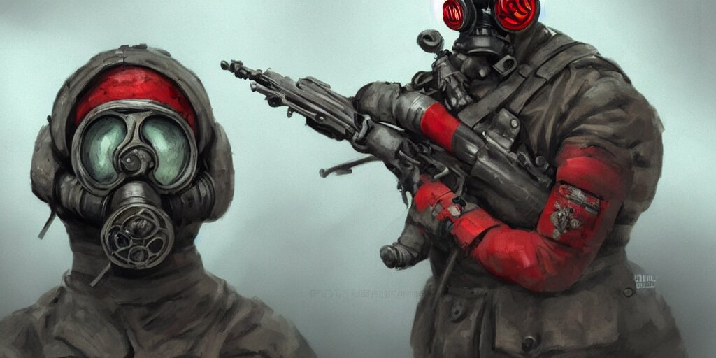 Lexica - Buff soviet russian soldier wearing a demonic gasmask with ...