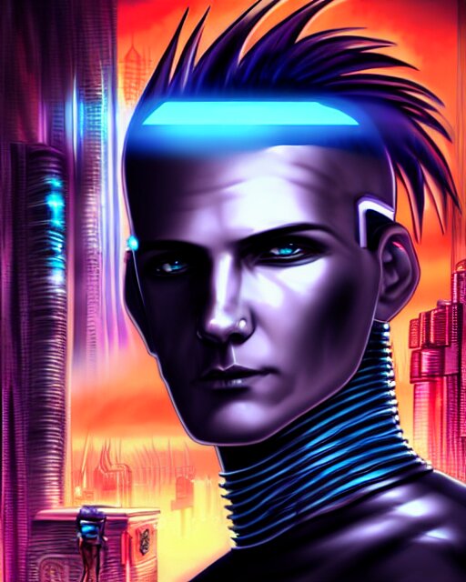 Lexica - Cyberpunk man with mohawk portrait, detailed face and eyes ...