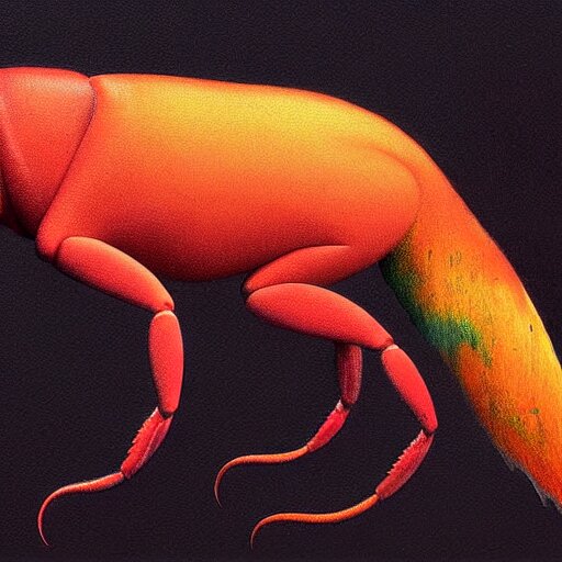 Lexica - Painting of cross between lobster & parrot & fox, intercrossed ...
