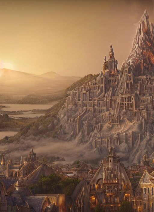 Lexica - Beautiful gold fantasy city made from white stone and bright ...