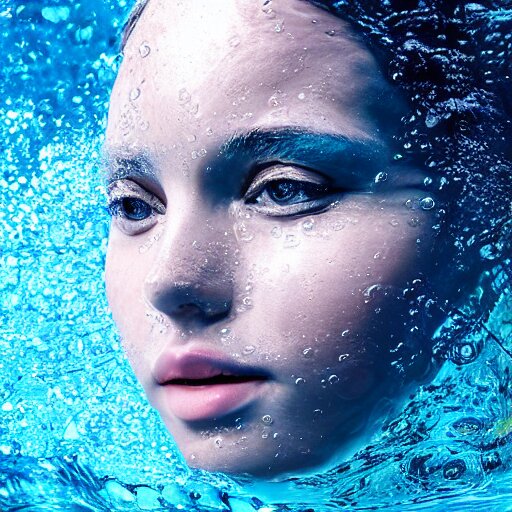 water artwork manipulation in the shape of a beautiful female he ...