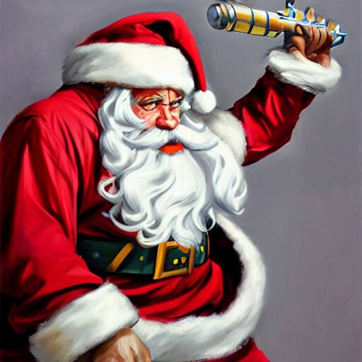 Lexica - Greg manchess portrait painting of partially armored santa ...