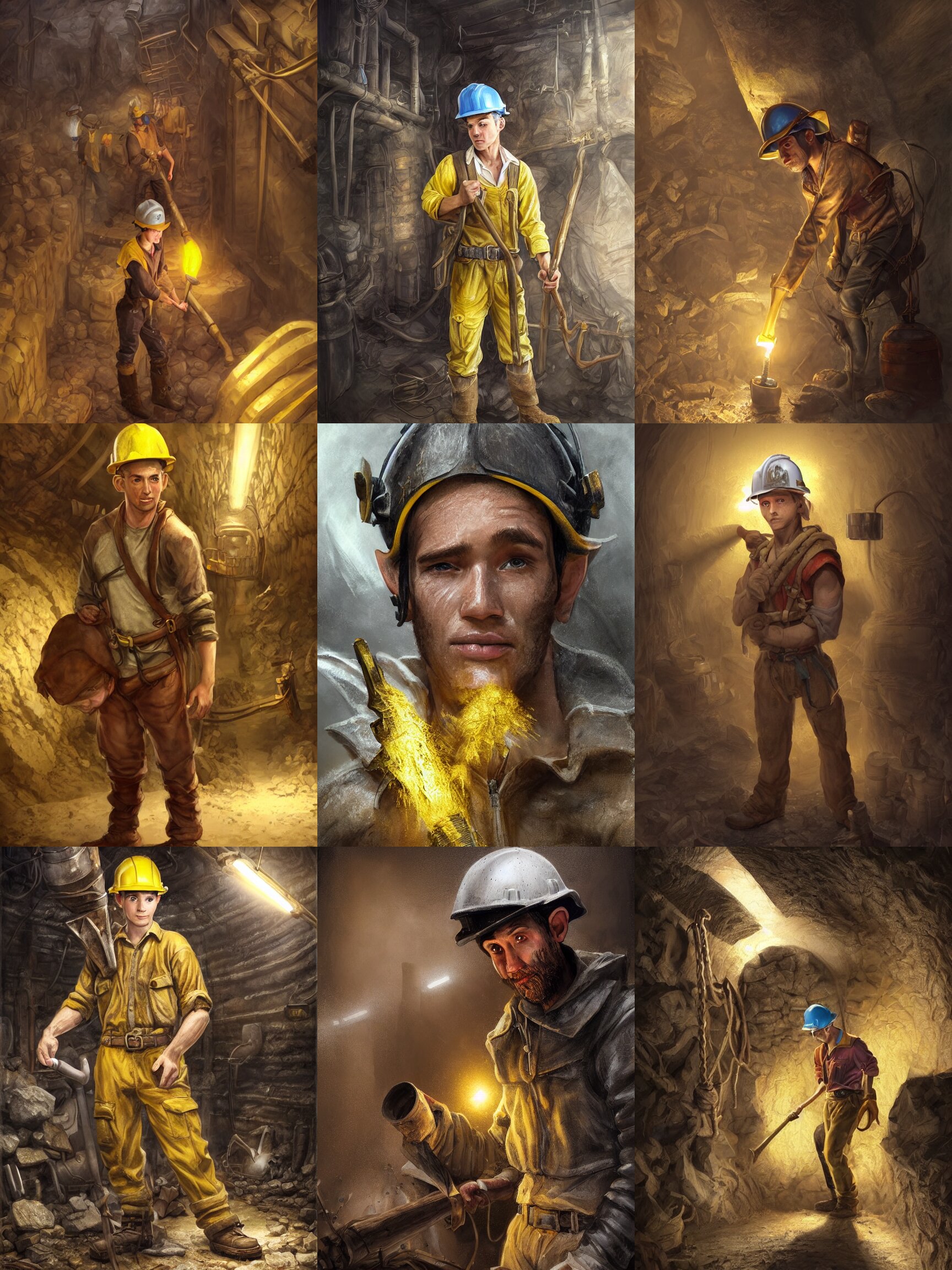 Lexica - Picture of male miner young elf inside a gold mine, burly ...