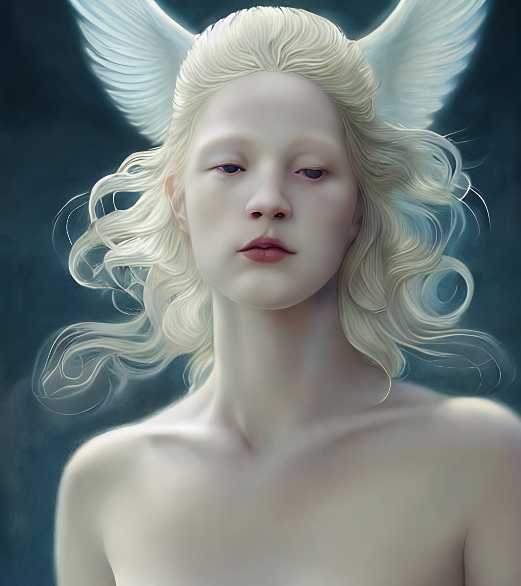Lexica - Hyperrealist photo of a beautiful spiritual albino angelic ...