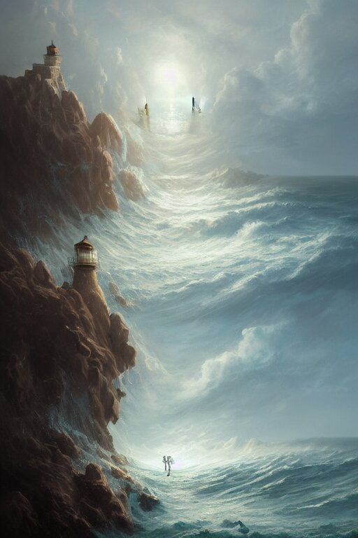 Lexica - Epic scene of cthulhu rising from the stormy ocean near a ...
