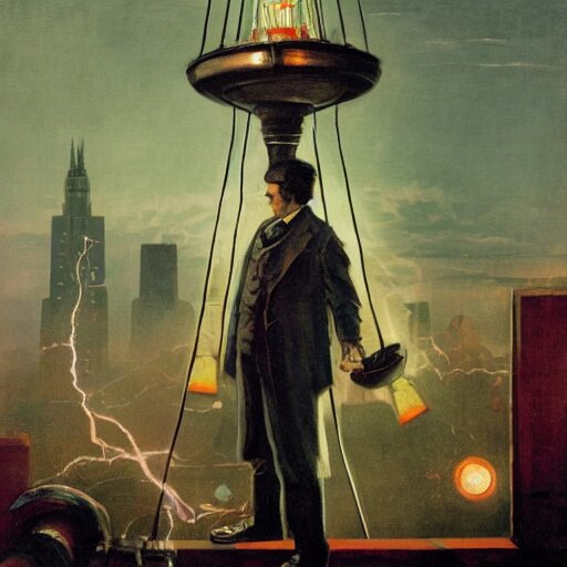 Lexica - Bioshock thunder magnate Nikola Tesla atop the skyscraper ...