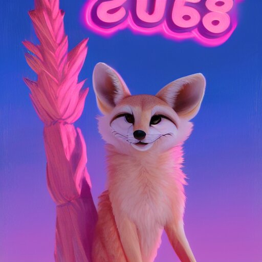 Lexica - Fennec fox, pink, palm trees, furry, cute, disney zootopia ...