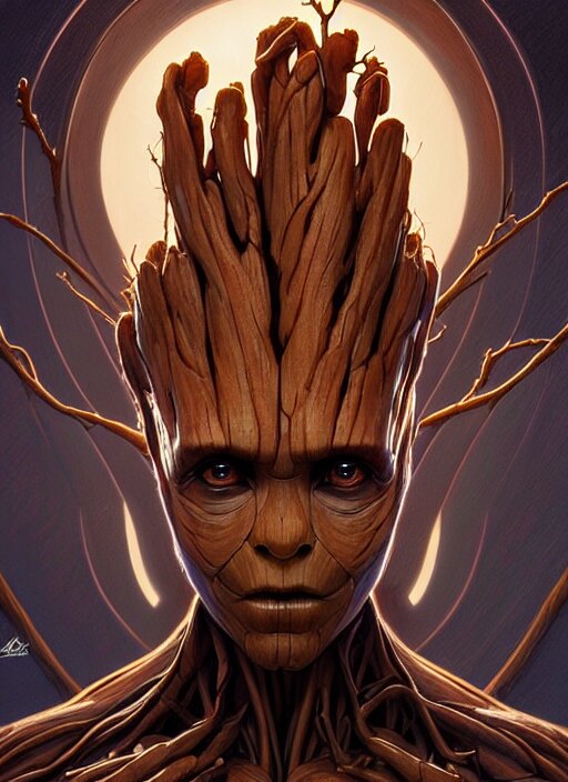 Lexica - Symmetry!! portrait of groot, intricate, elegant, highly detailed, digital painting ...