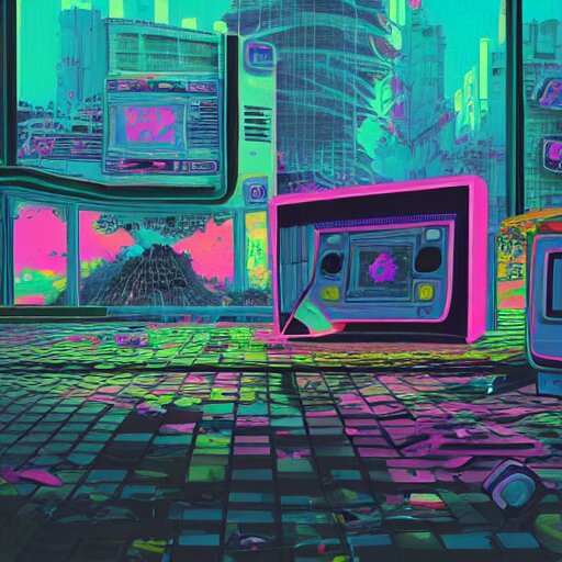 Lexica - A painting of an abandoned video game system, vaporwave arcade ...
