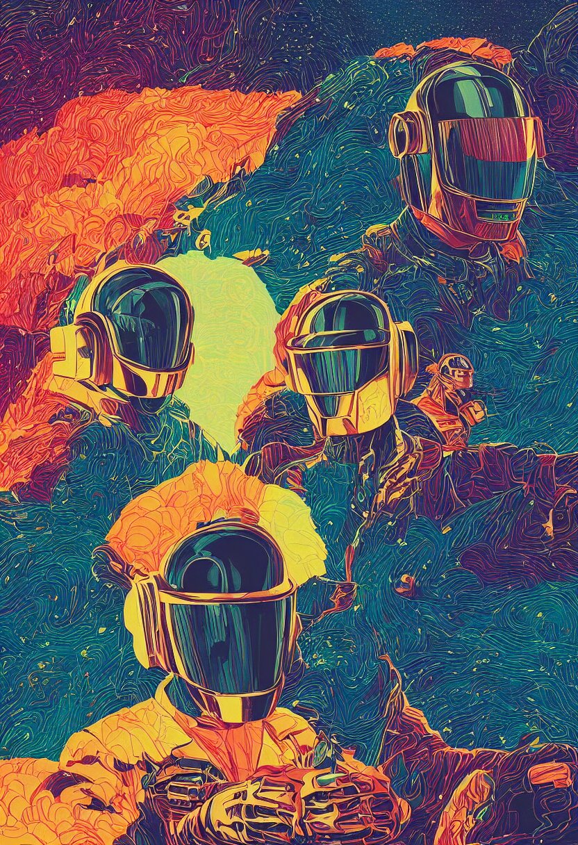 Lexica - Incredible Daft Punk portrait by Victo Ngai, Kilian Eng ...