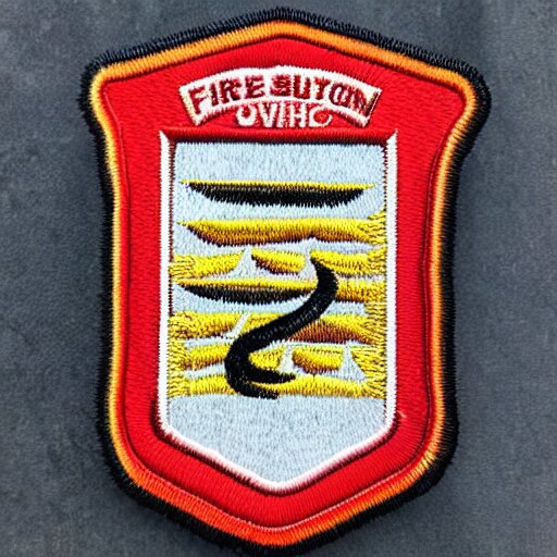 plain yet detailed, fire station flame embroidered patch retro d ...