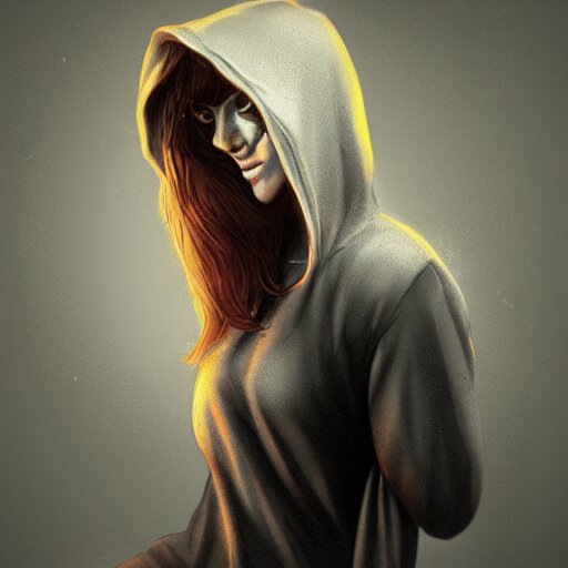 Lexica - Woman wearing hoodie, dark, menacing, artstation, digital art