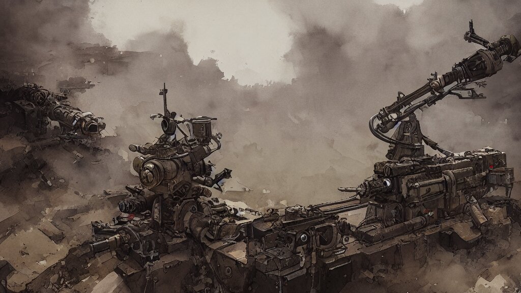 Lexica - Overview of dieselpunk heavy machine gun position ...