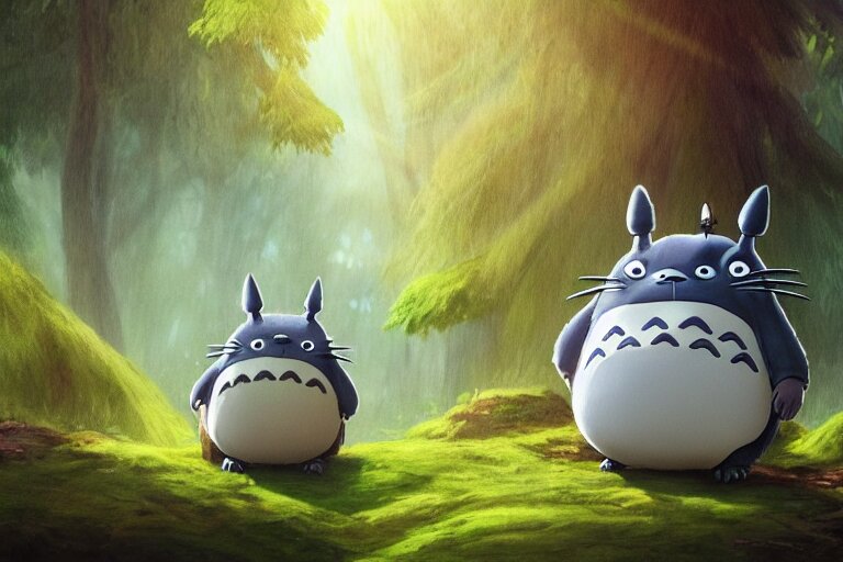 Lexica - Totoro sitting in a forest, fantasy, pixar, animated movie ...