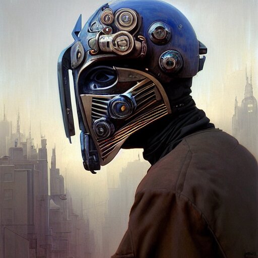 Lexica - A expressive portrait of masked diesel punk helmet on the art ...