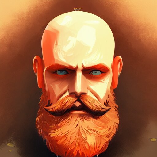 Lexica - Portrait of a bald man with a big orange beard, video game concept, character, digital ...