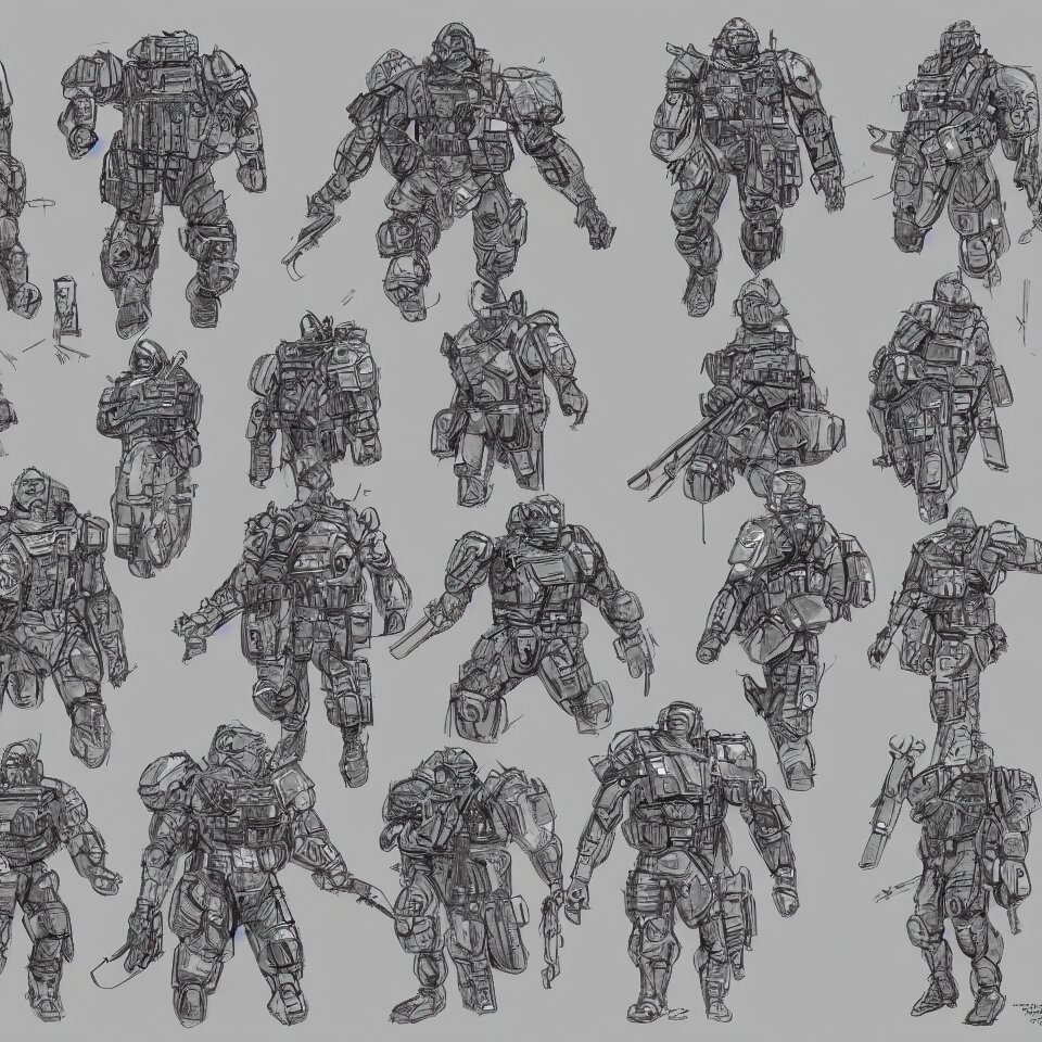Lexica - Sketches concept art standard massive nano chest armor plating ...
