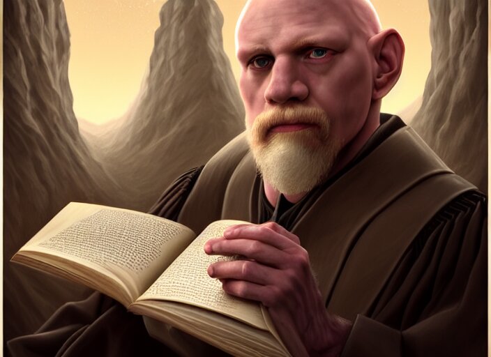 Lexica - Portrait shot of judge holden, a hairless, muscular, bald ...