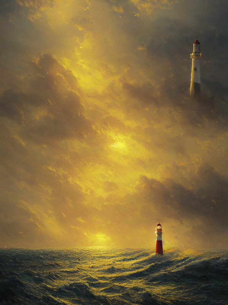 Lexica - A beautiful painting of a singular lighthouse, shining its ...