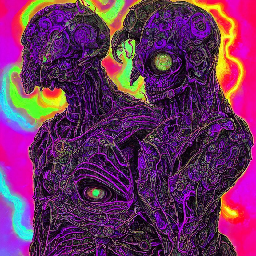 Lexica - A psychedelic glitchcore portrait of omin dran skeletal mind ...