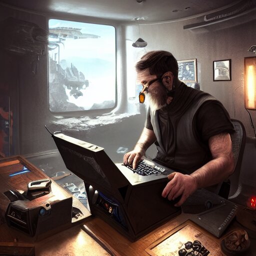 Lexica - Realistic man using pc in gaming room, artstation trends, sci ...
