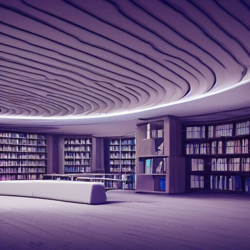 Lexica - Futuristic surreal concept art of a library building, 3 d ...