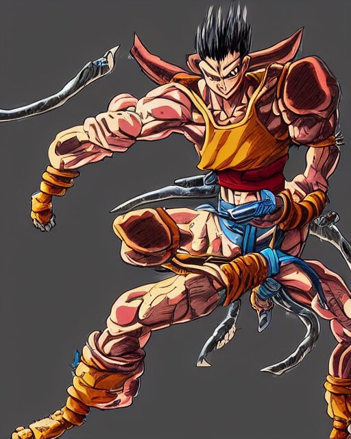 Lexica - Pencial drawing concept art of a machine mutant martial artist ...