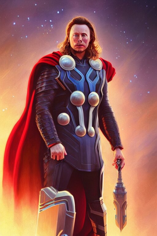Lexica - Elon musk as thor, marvel character, realistic portrait ...