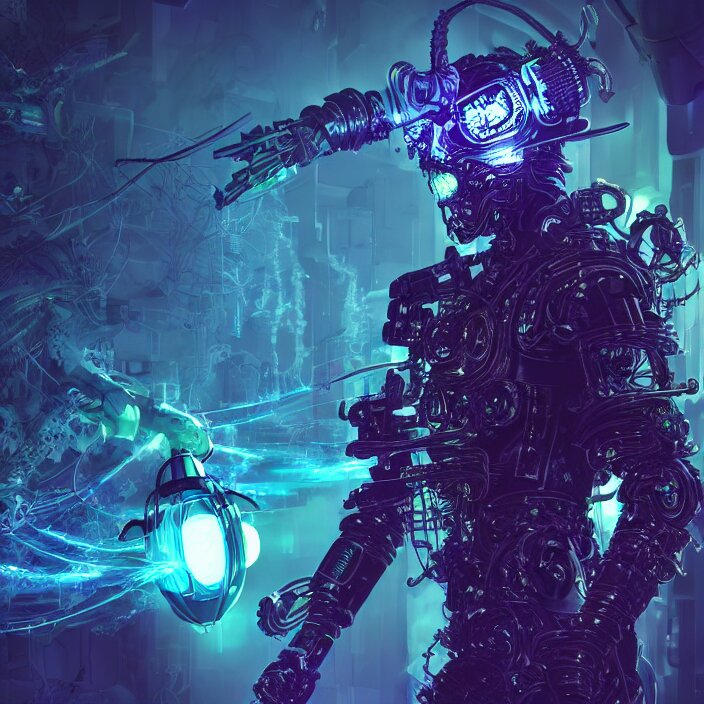 Lexica - Cyber punk, android cannon mindar from japan, oni mask ...