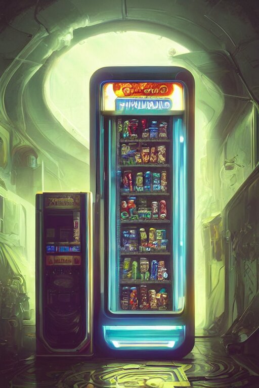 Lexica - futuristic vending machine with magic potions inside, highly ...