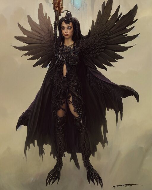 Lexica - Character portrait of a raven angel of night with iridescent ...