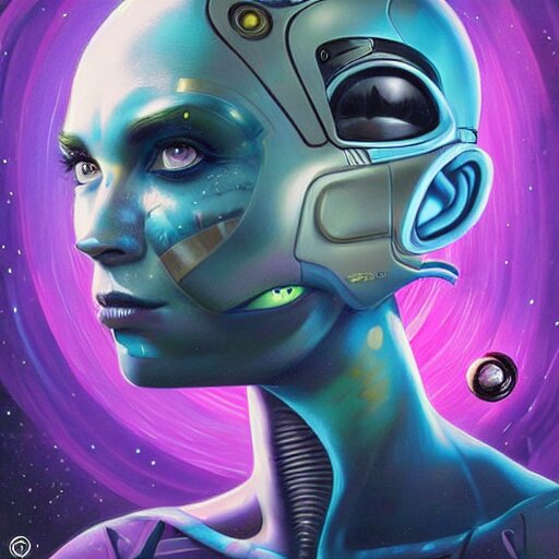 Lexica - Space BioPunk pretty female alien portrait, Pixar style, by ...