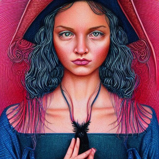 colored pencil art on paper, pretty witch, by casey weldon, high ...