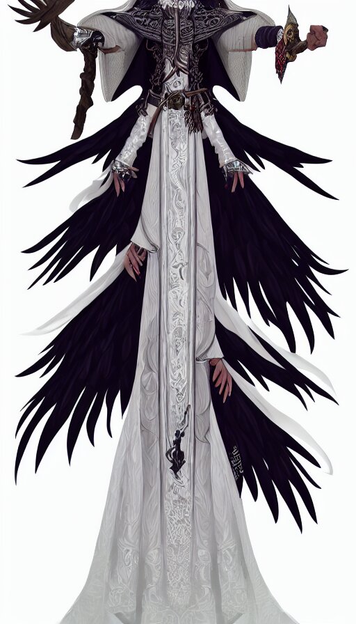 Lexica - Raven headed warlock, wind magic, white cloudy robes ...