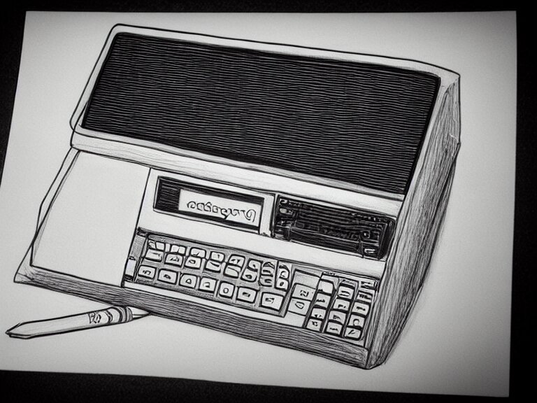 Lexica - A pencil drawing of a box computer. by pen tacular