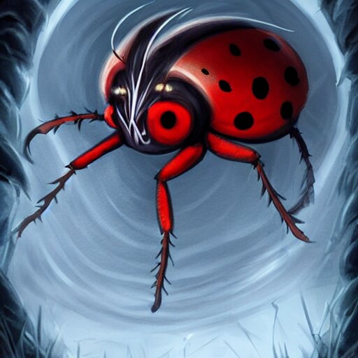 Lexica - Ladybug as a monster boss, fantasy art style, scary atmosphere ...