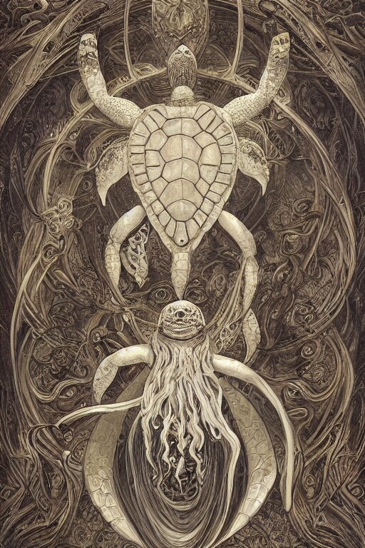 Lexica - A full - body turtle, wisdom, good and evil, scrollwork ...