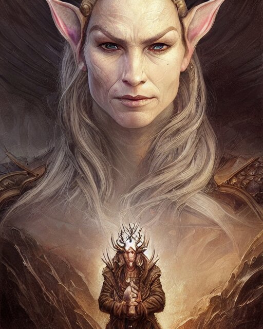 Lexica - Portrait, elven spellking of the first tree, stern expression ...