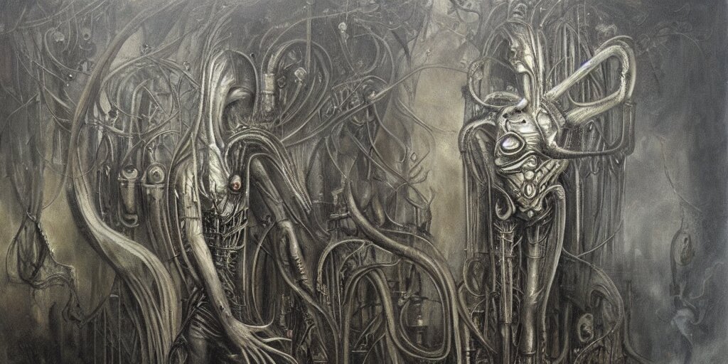 Lexica - A foggy highly detailed oil painting of a aetherpunk god by h ...