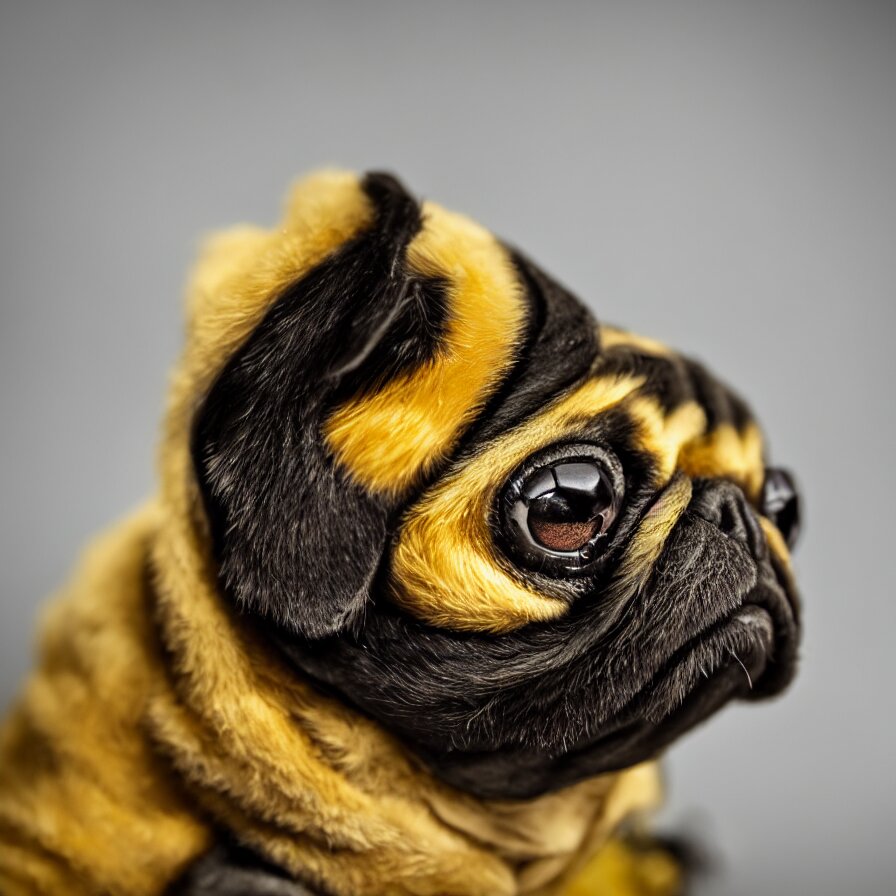 Lexica - Bumblebee pug, soft and fluffy, macro photography, high ...