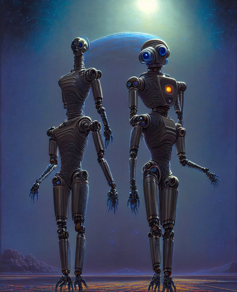 Lexica - Humanoid robot, full body, symmetry, faded colors, exotic ...